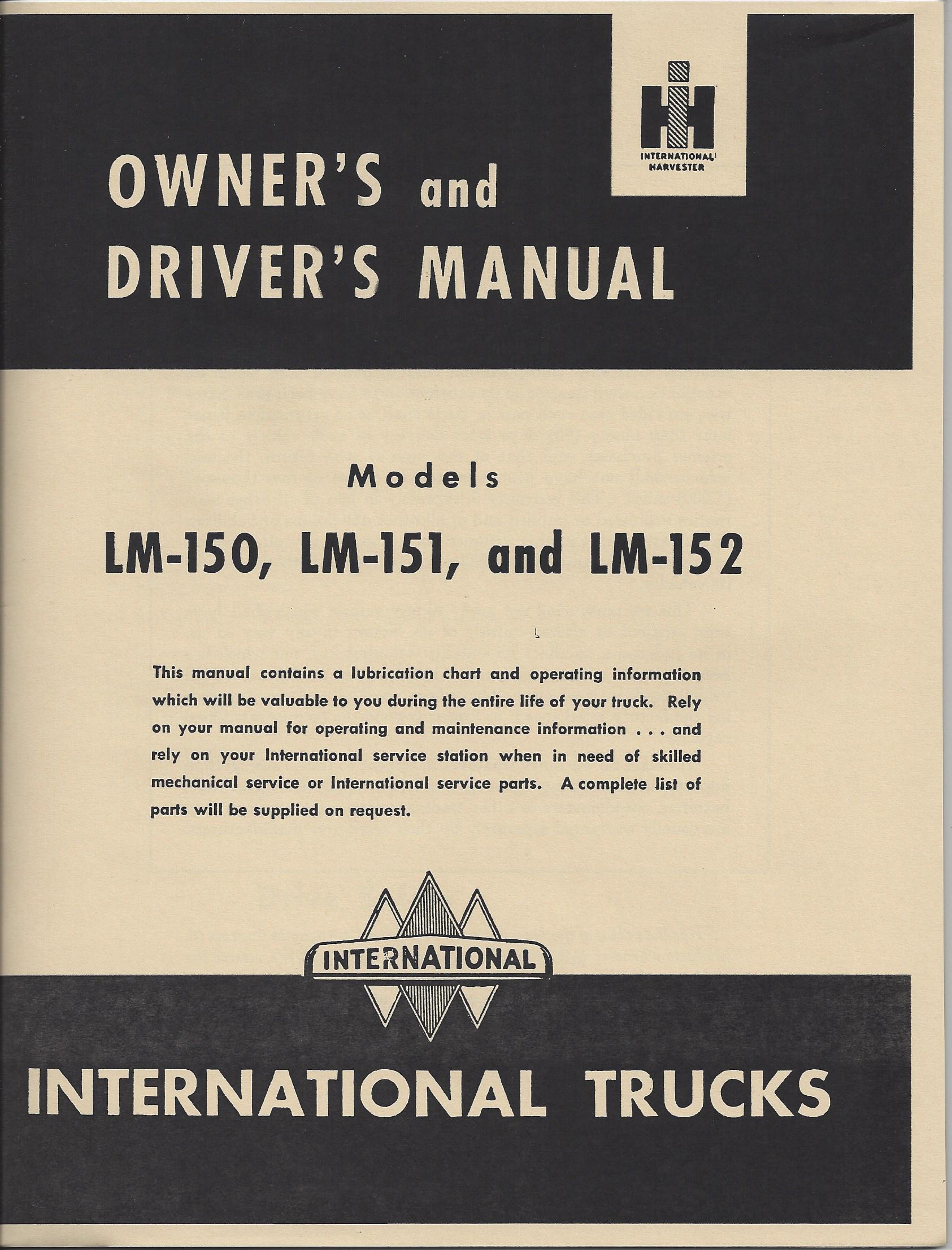 Owner's Manual for International LM-150, LM-151 & LM-152 Metro Ser ...