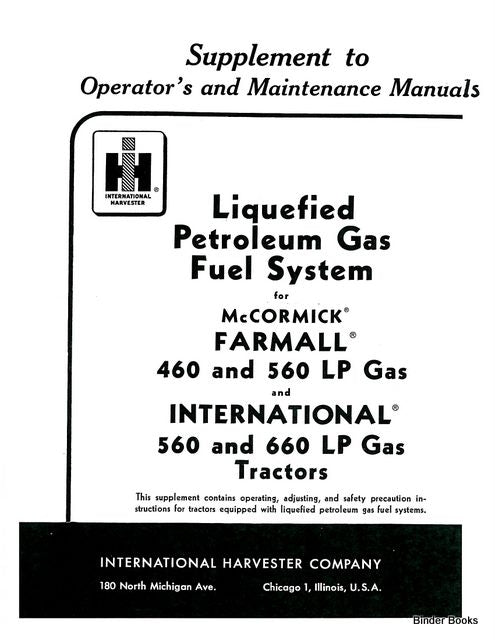 Operators Manual Supplement for McCormick Farmall 460, 560 & Inter ...