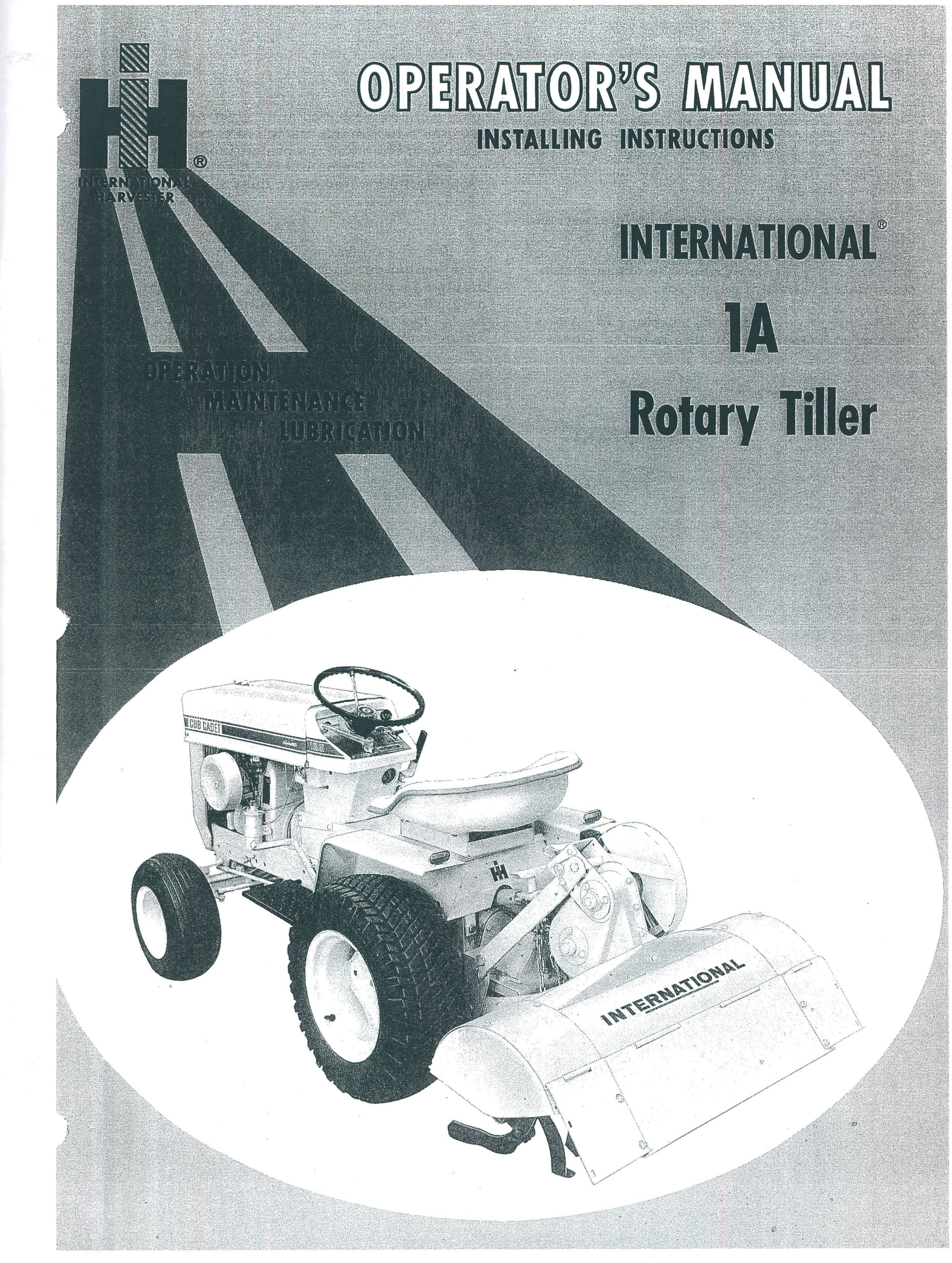 Operators Manual for International Model 1A Rear Mounted Rotary Tiller ...