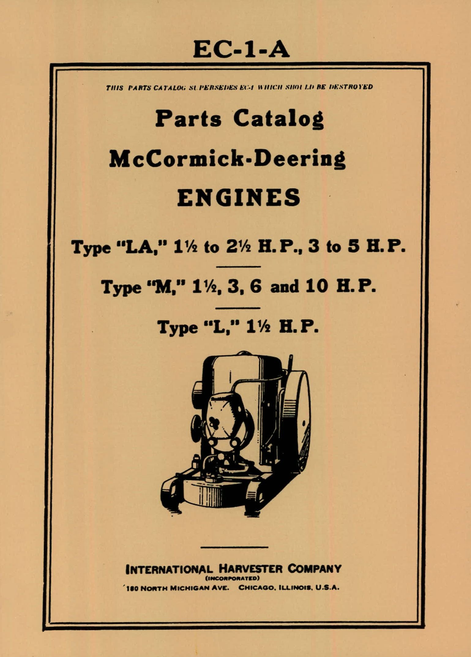 Parts Catalog for McCormick Deering Type LA, M & L Engines – Binder Books