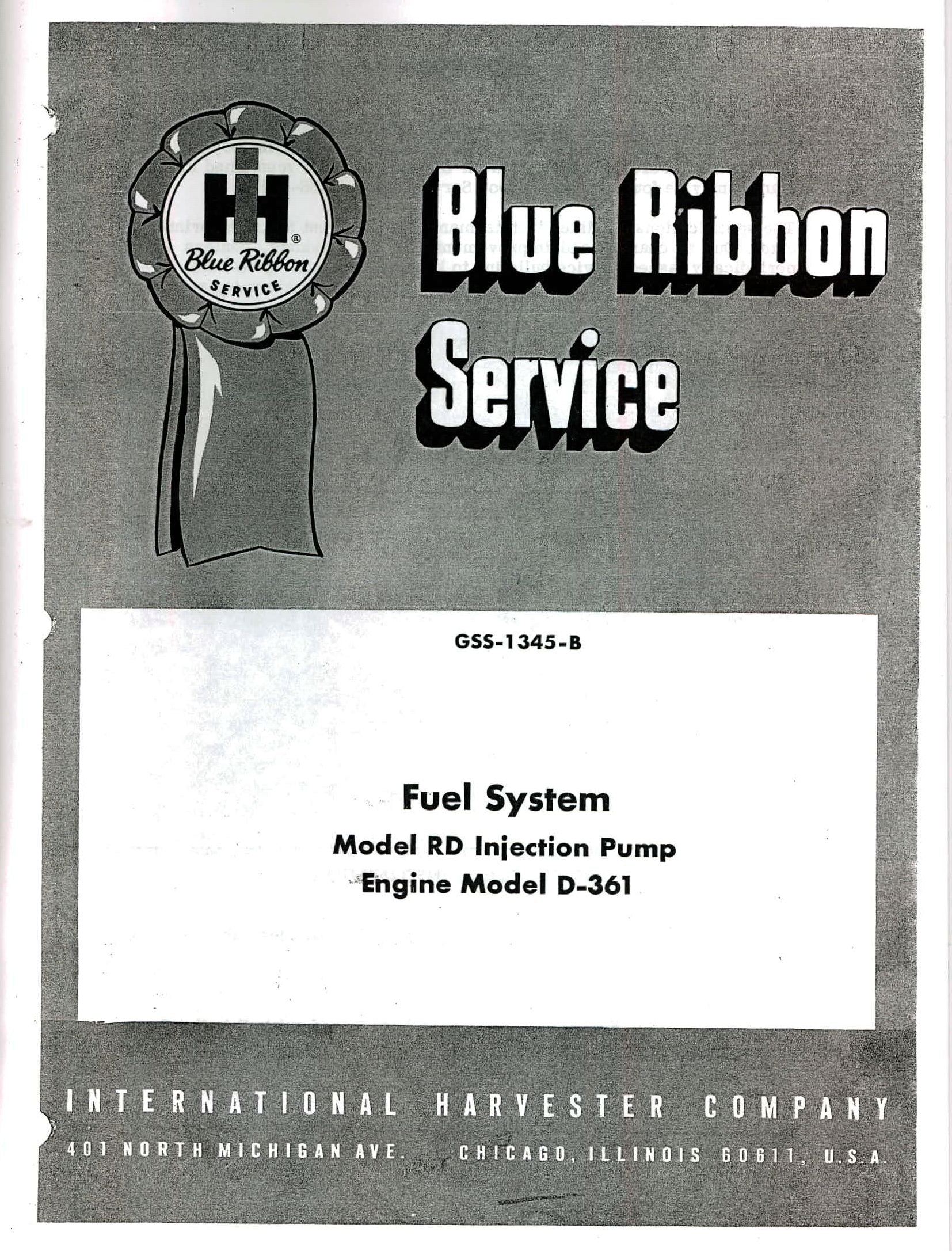 IH Blue Ribbon Service on Fuel System Service for D-361 Engine with Mo ...