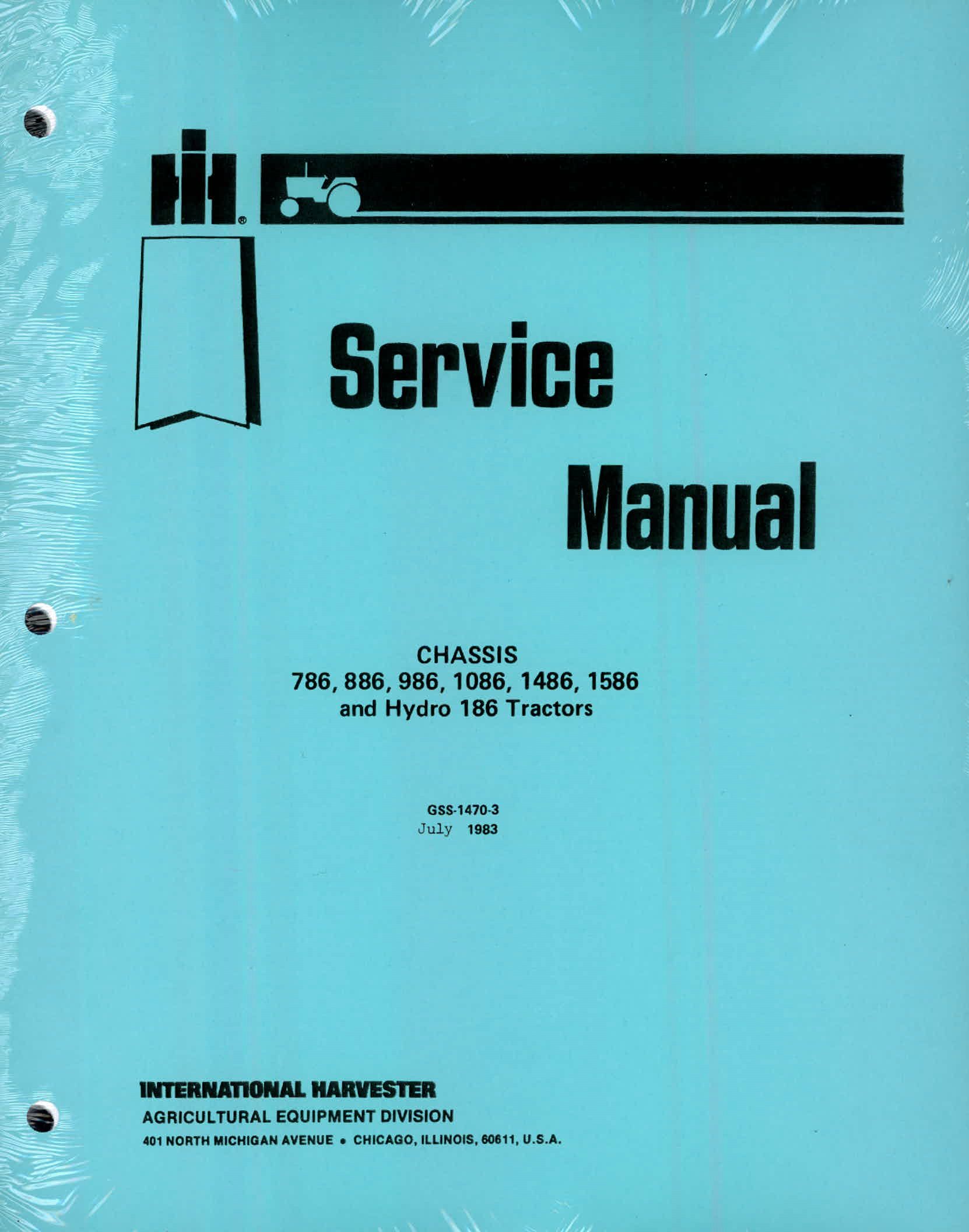 Service Manual for Chassis on International 786, 886, 986, 1086, 1486 ...