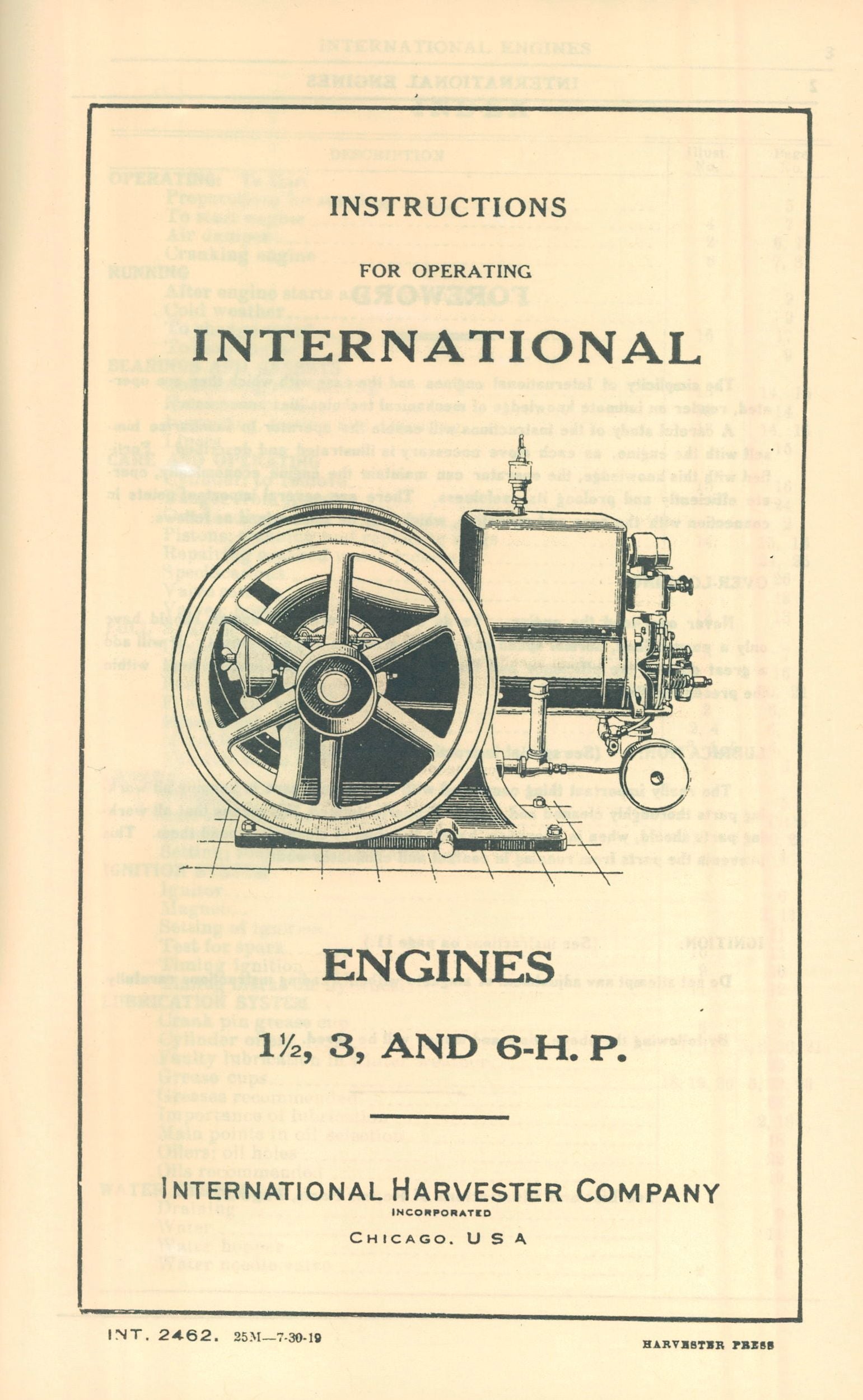 Instructions for Operating 1919 International Model M Engine w/ Low Te ...