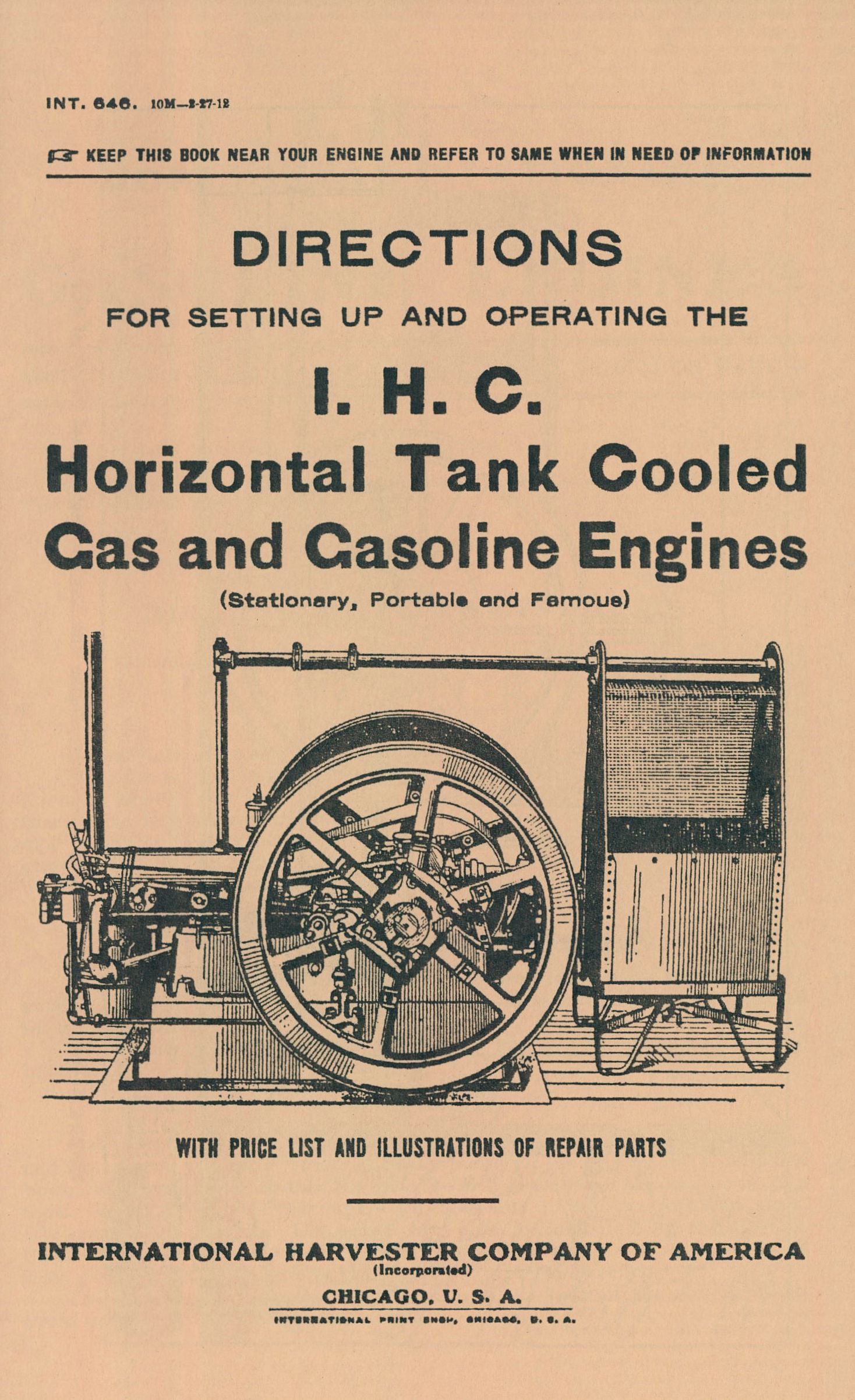 Directions for Setting & Operating 1912 IHC Horizontal Tank Cooled ...