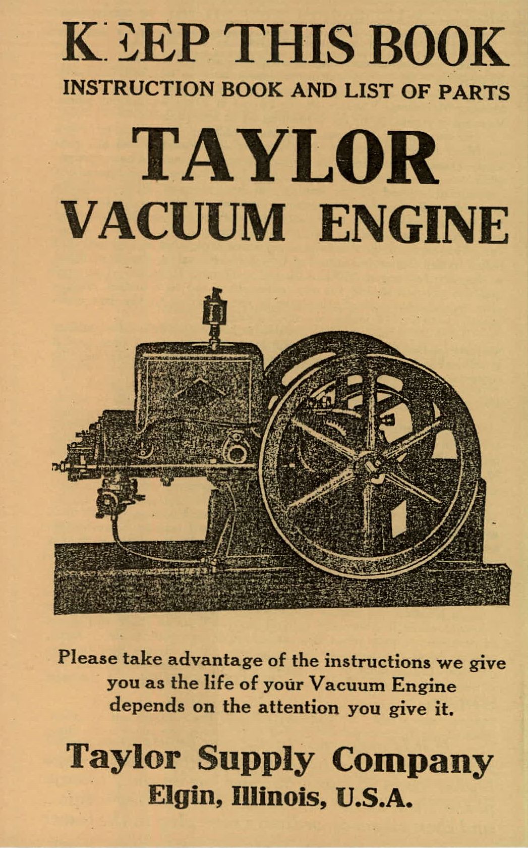 Taylor Vacuum Engine Instruction Manual – Binder Books