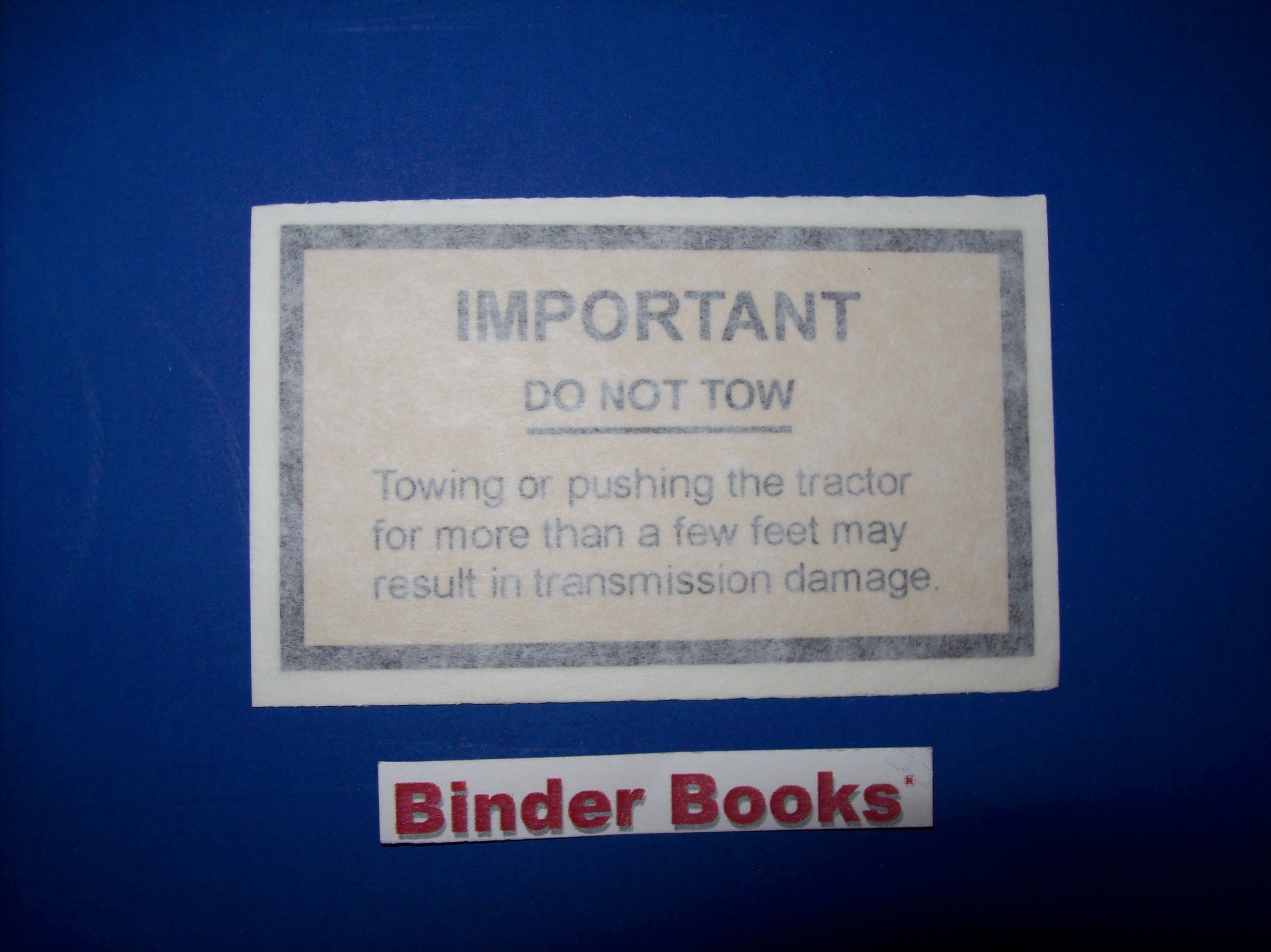 Cub Cadet IMPORTANT Do Not Tow Decal – Binder Books